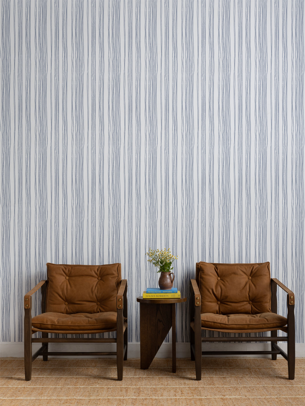 'Coastal Stripe (White Ground)' Wallpaper by Sugar Paper - Slate ...