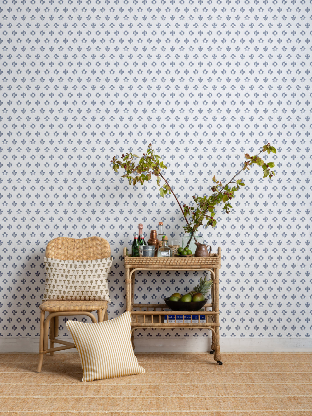 'Coco (White Ground)' Wallpaper by Sugar Paper - Slate – Wallshoppe