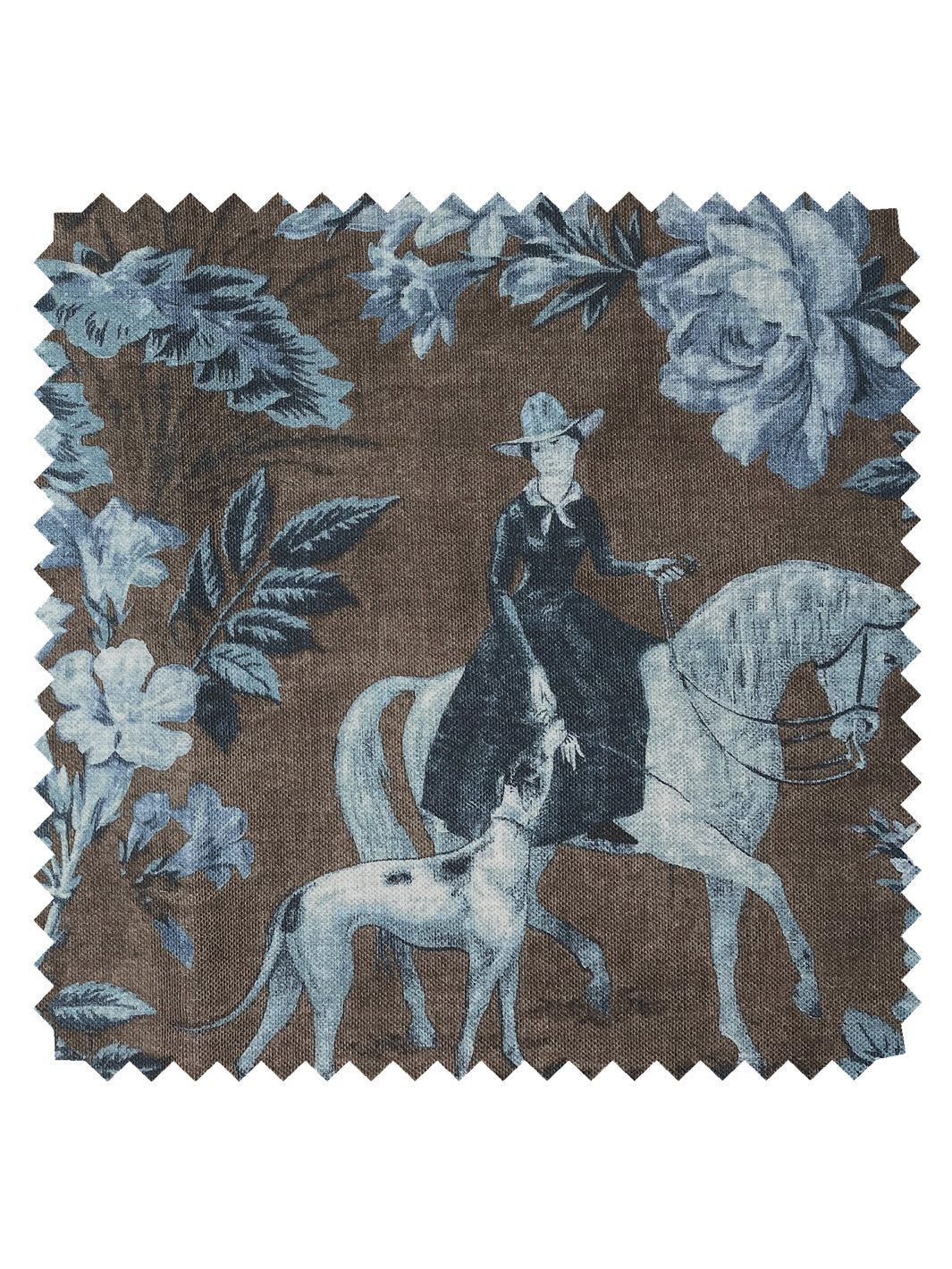 'Cowboy Toile' Linen Fabric by Nathan Turner - Blue Brown – Wallshoppe