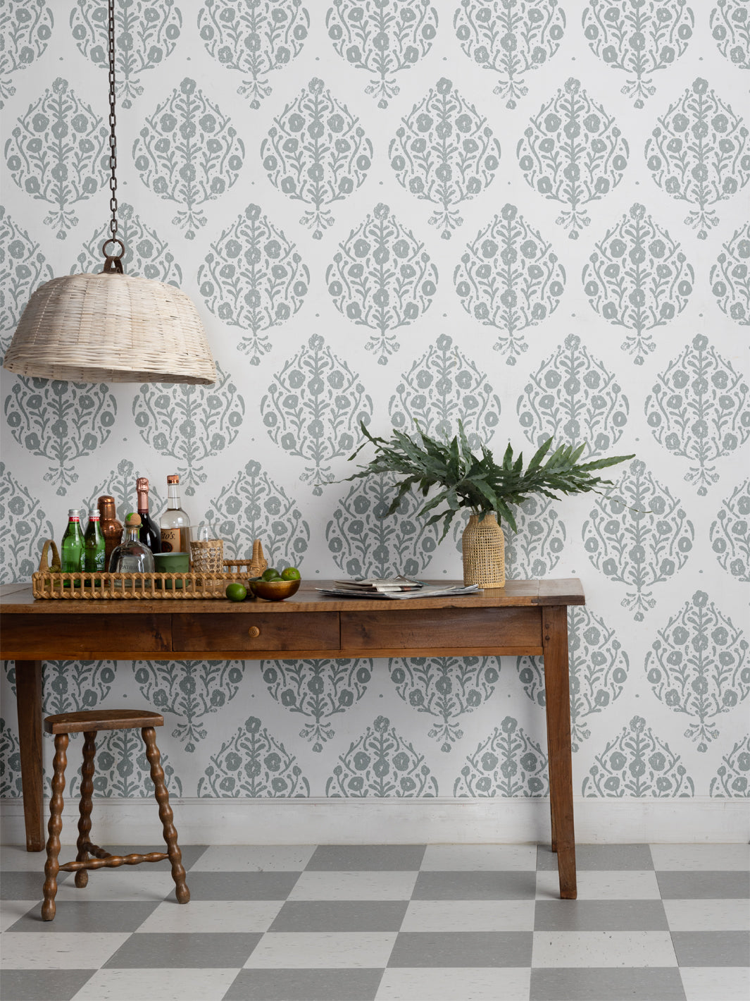 'Eleanor' Wallpaper by Sugar Paper - Silver Sage on White – Wallshoppe