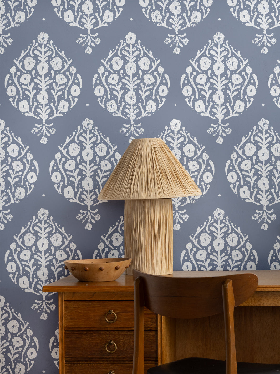 'Eleanor (White Ground)' Wallpaper by Sugar Paper - Slate – Wallshoppe
