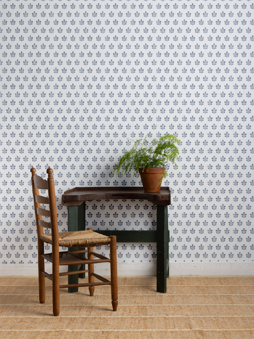 'Ensley (White Ground)' Wallpaper by Sugar Paper - Slate – Wallshoppe