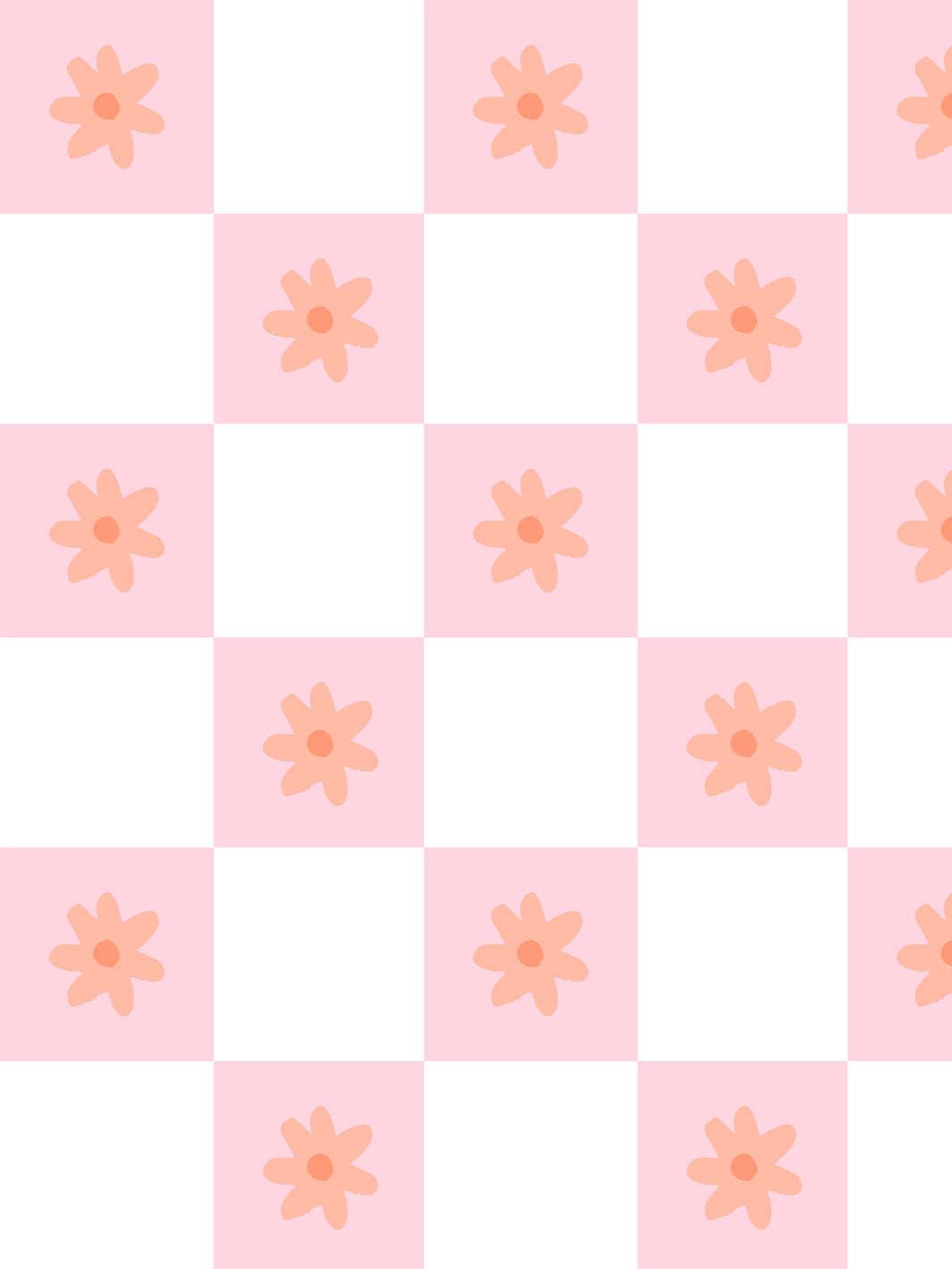 'Floral Check' Wallpaper by Meri Meri - Peachy Pink – Wallshoppe