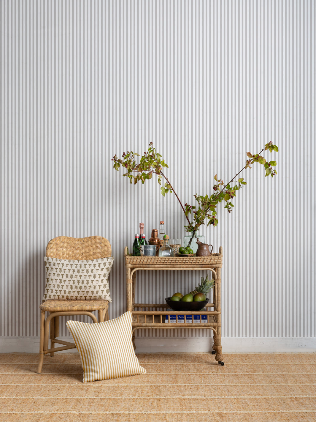'Preppy Stripe' Wallpaper by Sugar Paper - Stone – Wallshoppe
