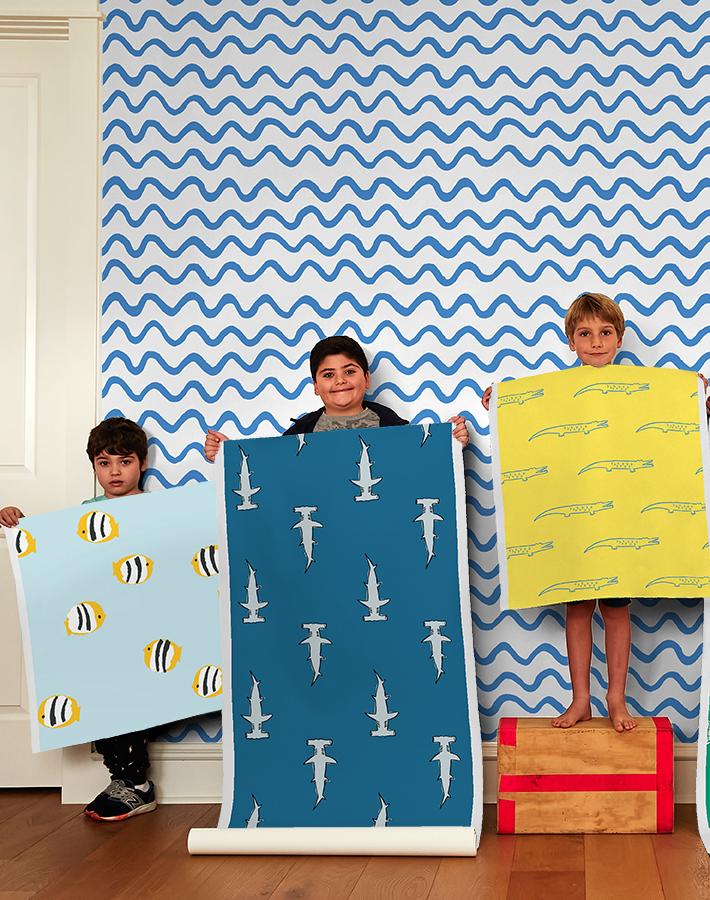 'Aegean Waves' Wallpaper by Tea Collection - Cerulean – Wallshoppe