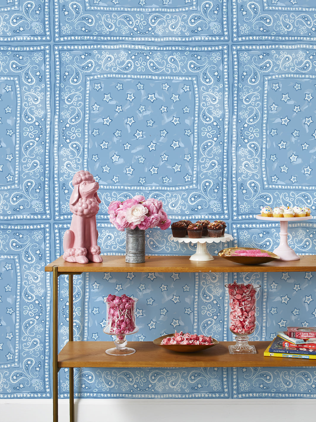 'Barbie™ Bandana Check' Wallpaper by Barbie™ - Blue – Wallshoppe