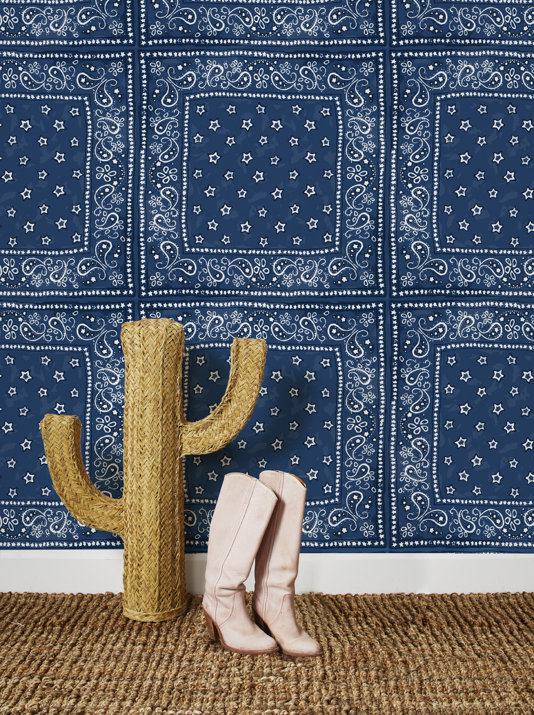 'Barbie™ Bandana Check' Wallpaper by Barbie™ - Navy – Wallshoppe
