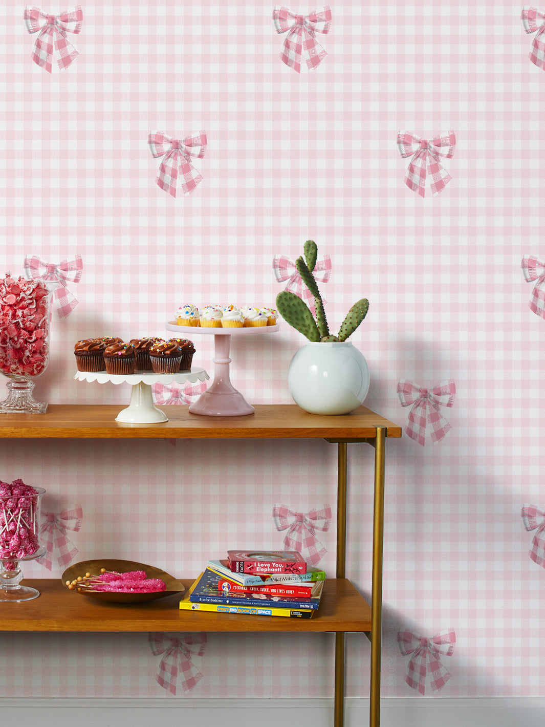 'Barbie™ Gingham Bow' Wallpaper by Barbie™ - Bubblegum on Piggy Bank ...