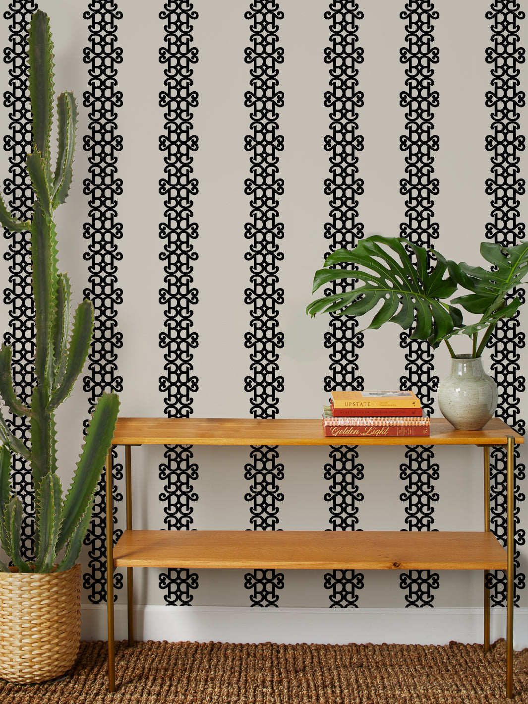 'Barbie™ Lace Stripe' Wallpaper by Barbie™ - Black – Wallshoppe