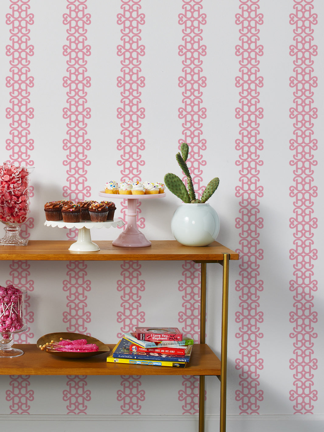 'Barbie™ Lace Stripe' Wallpaper by Barbie™ - Bubblegum – Wallshoppe