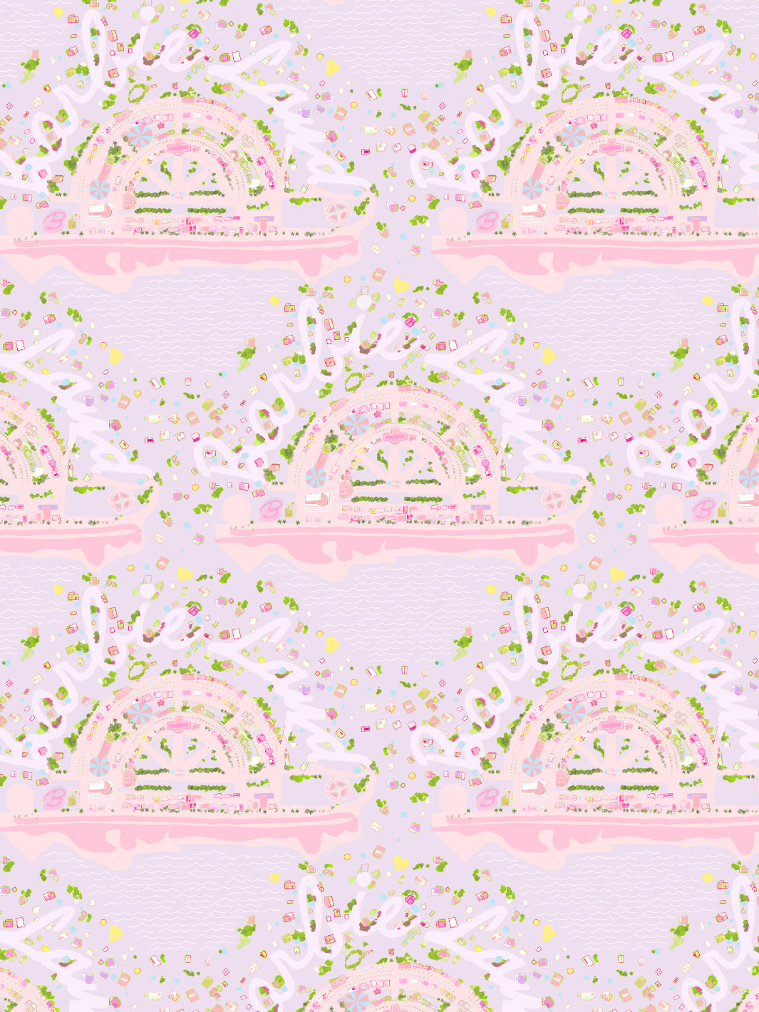 'Barbie™ Land Aerial Map' Wallpaper by Barbie™ - Lavender – Wallshoppe