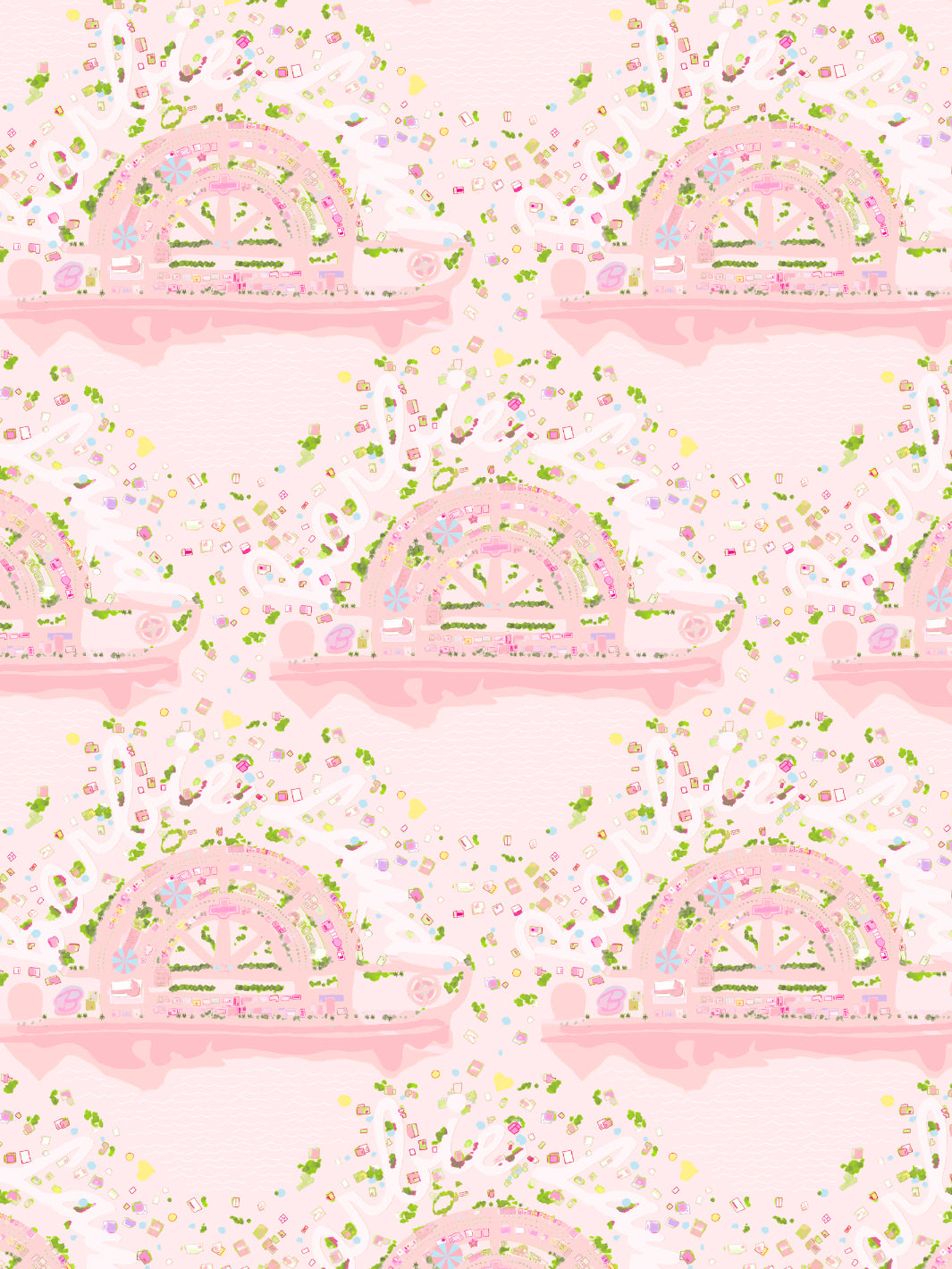 'Barbie™ Land Aerial Map' Wallpaper by Barbie™ - Piggy Bank – Wallshoppe