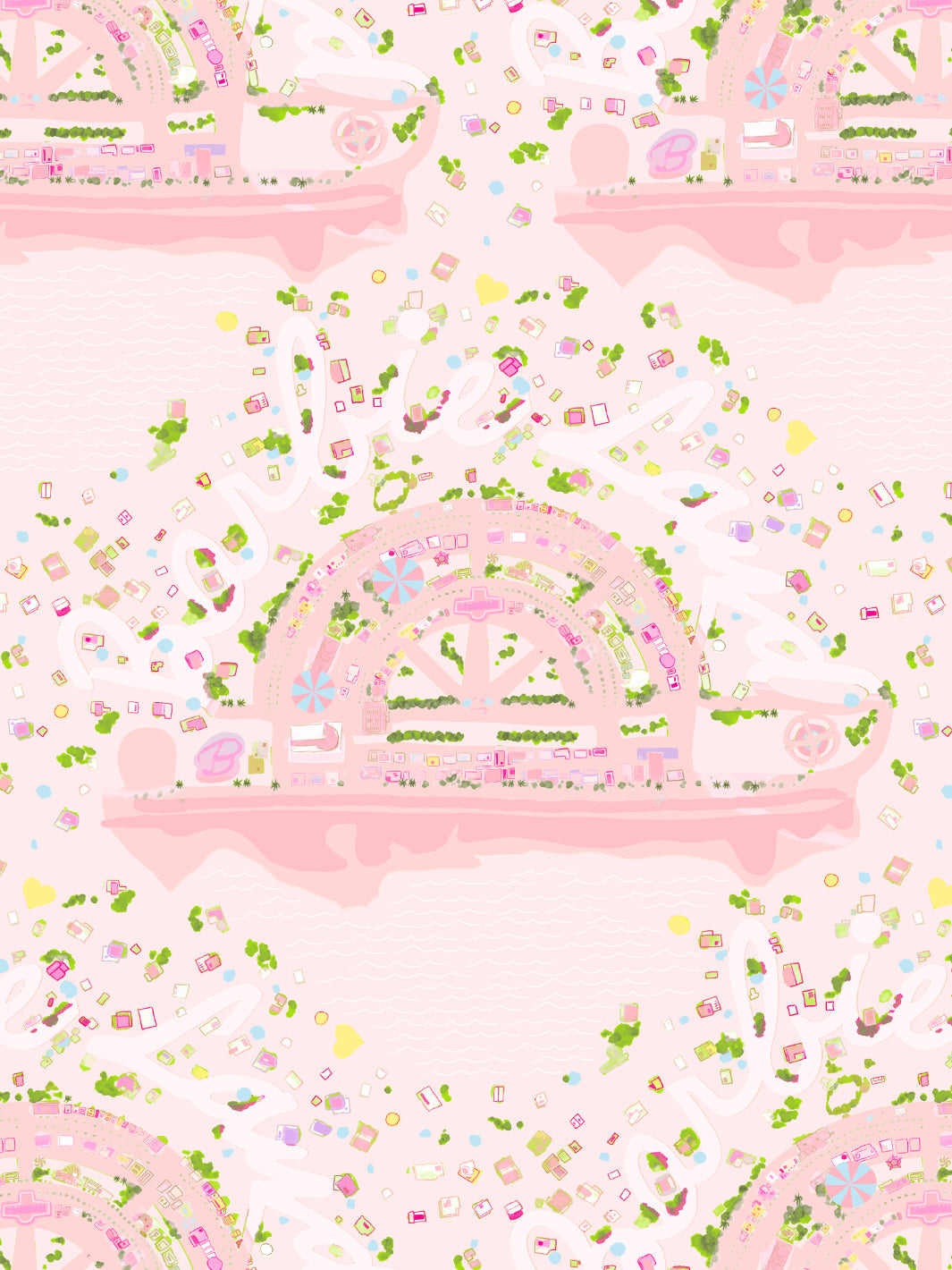 'Barbie™ Land Aerial Map' Wallpaper by Barbie™ - Piggy Bank – Wallshoppe