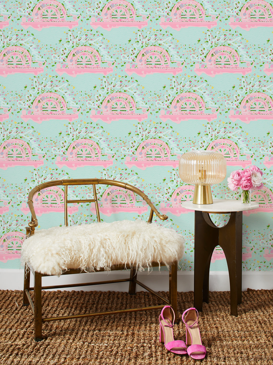 'Barbie™ Land Aerial Map' Wallpaper by Barbie™ - Robin's Egg – Wallshoppe