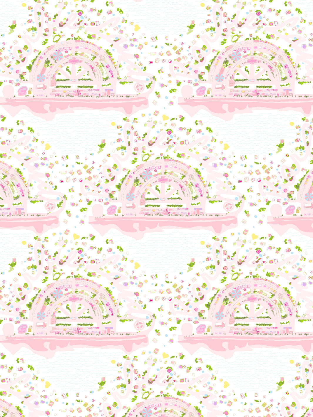 'Barbie™ Land Aerial Map' Wallpaper by Barbie™ - White – Wallshoppe