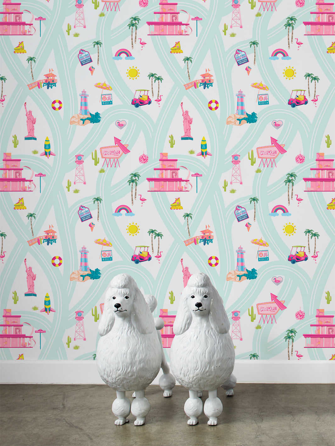 'Barbie™ Land' Wallpaper by Barbie™ - Mint – Wallshoppe