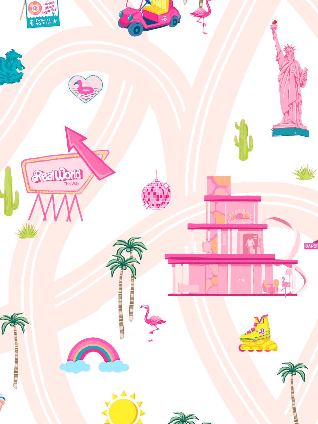 'Barbie™ Land' Wallpaper by Barbie™ - Peach – Wallshoppe