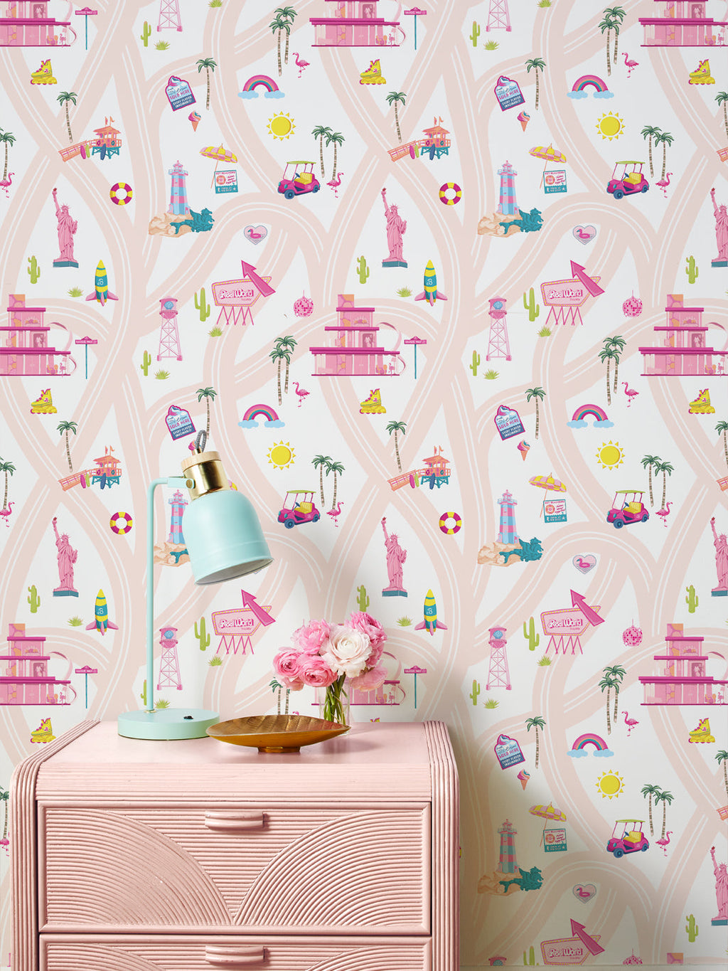 'Barbie™ Land' Wallpaper by Barbie™ - Peach – Wallshoppe