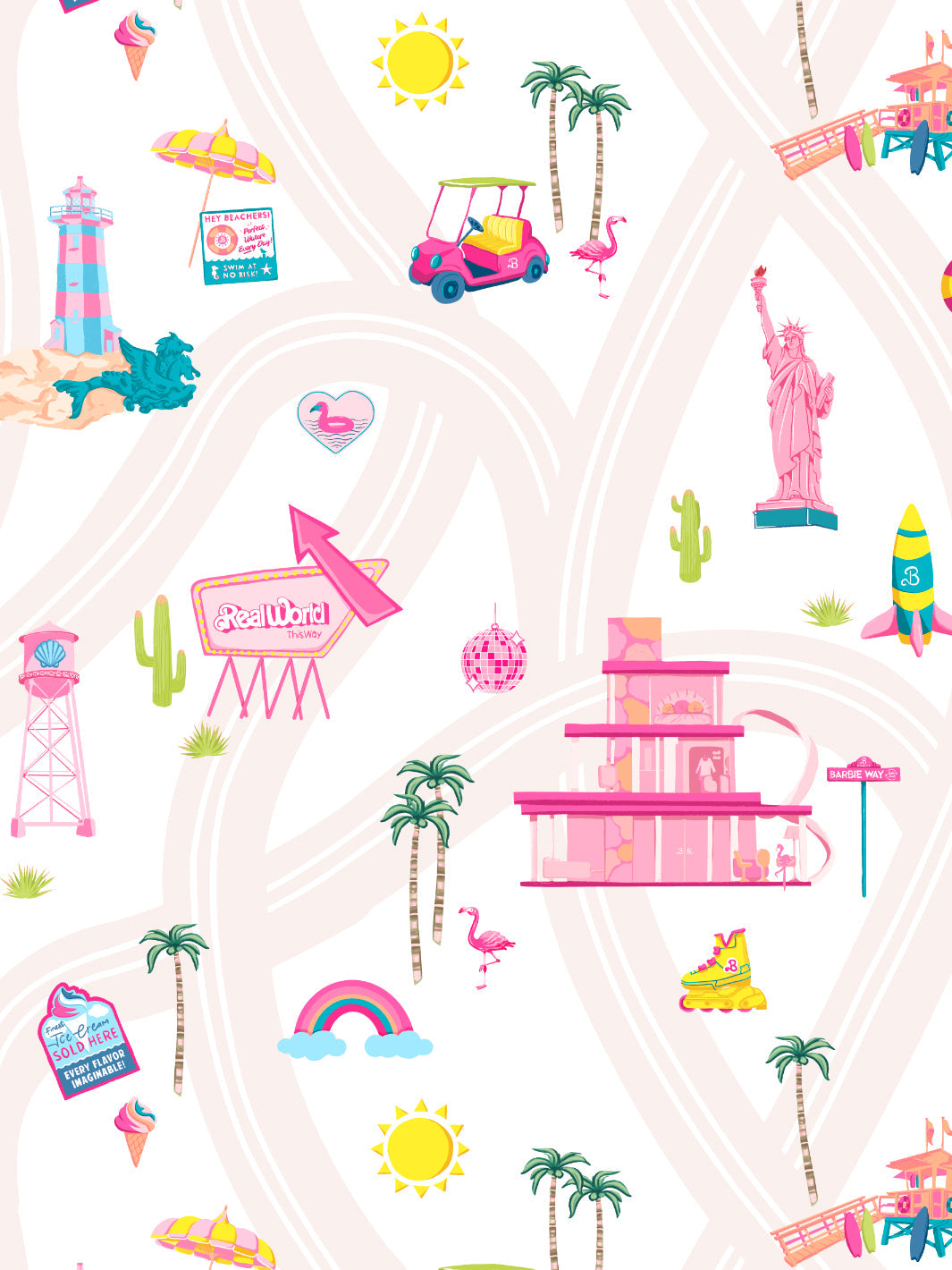 'Barbie™ Land' Wallpaper by Barbie™ - Sand – Wallshoppe