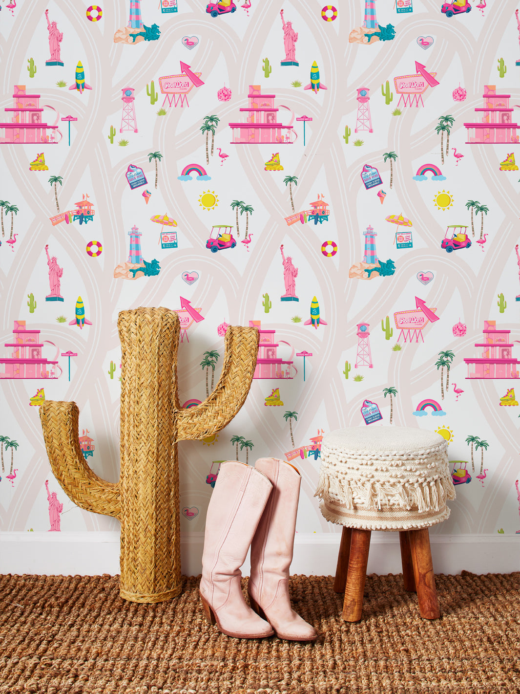 'Barbie™ Land' Wallpaper by Barbie™ - Sand – Wallshoppe