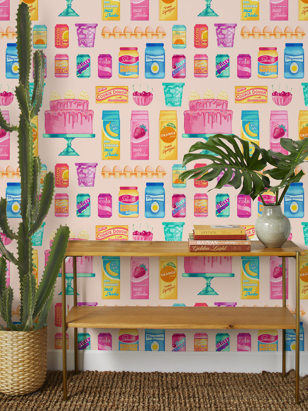 'Barbie™ Pantry Toss' Wallpaper by Barbie™ - Peach – Wallshoppe
