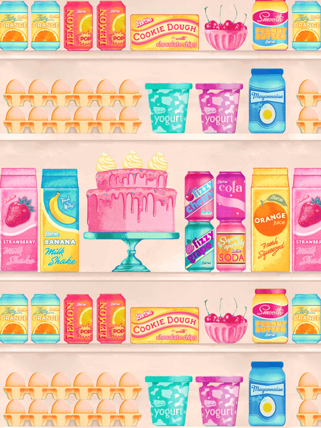 'Barbie™ Pantry' Wallpaper by Barbie™ - Peach – Wallshoppe