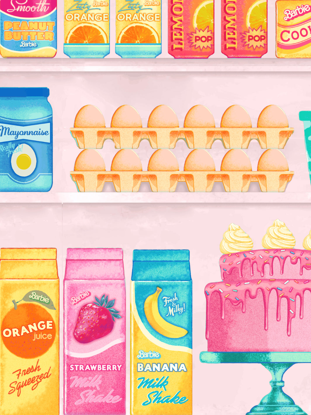 'Barbie™ Pantry' Wallpaper by Barbie™ - Pink – Wallshoppe
