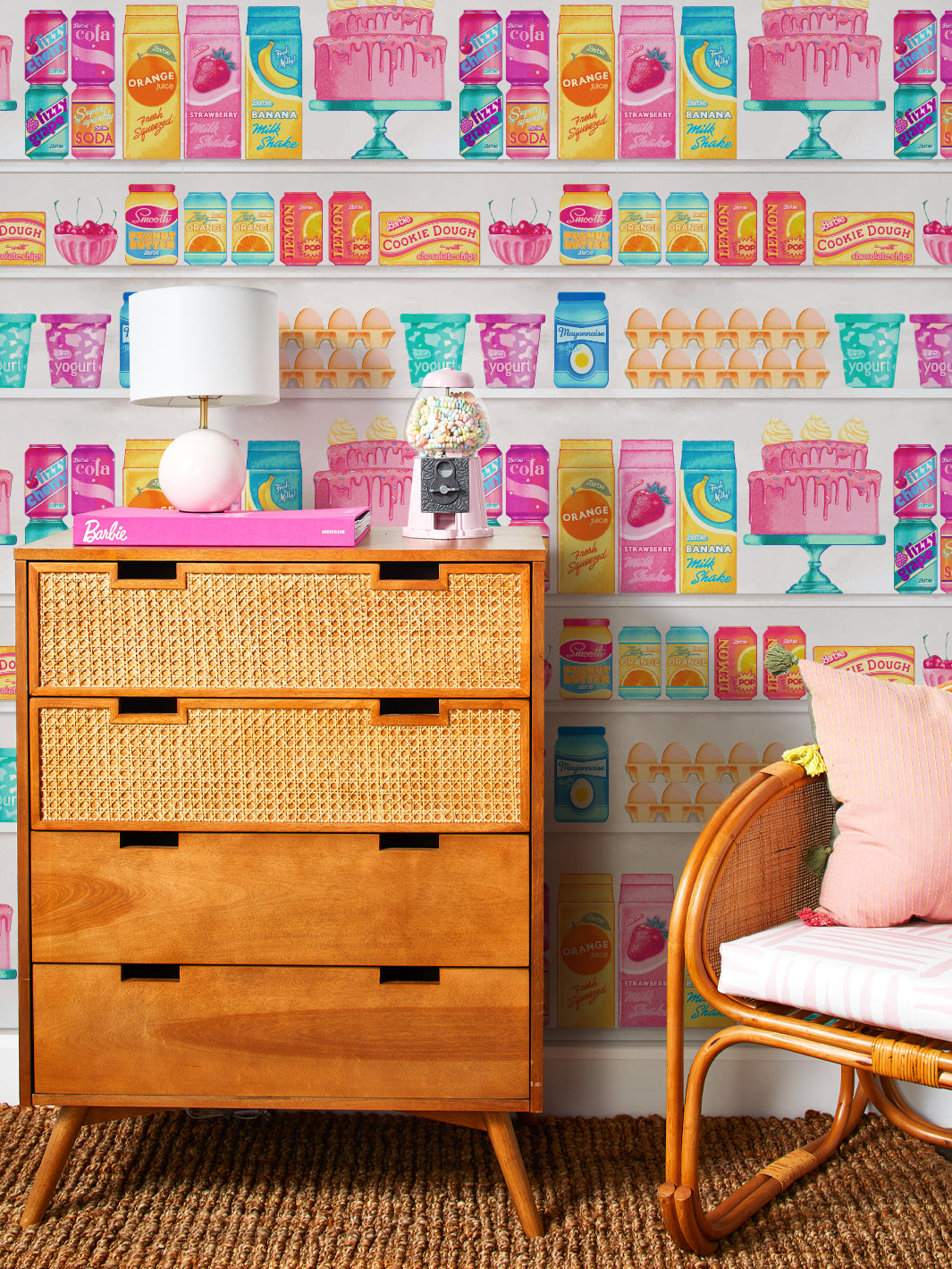 'Barbie™ Pantry' Wallpaper by Barbie™ - White – Wallshoppe