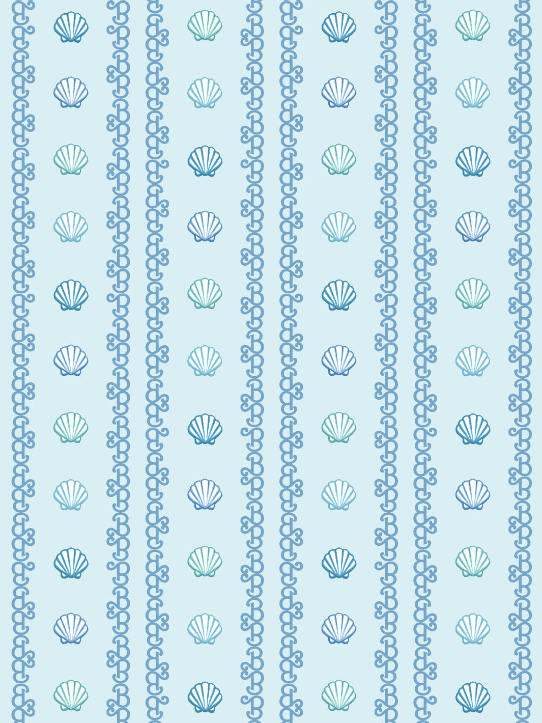'Barbie™ Shell Stripe' Wallpaper by Barbie™ - Pale Blue – Wallshoppe