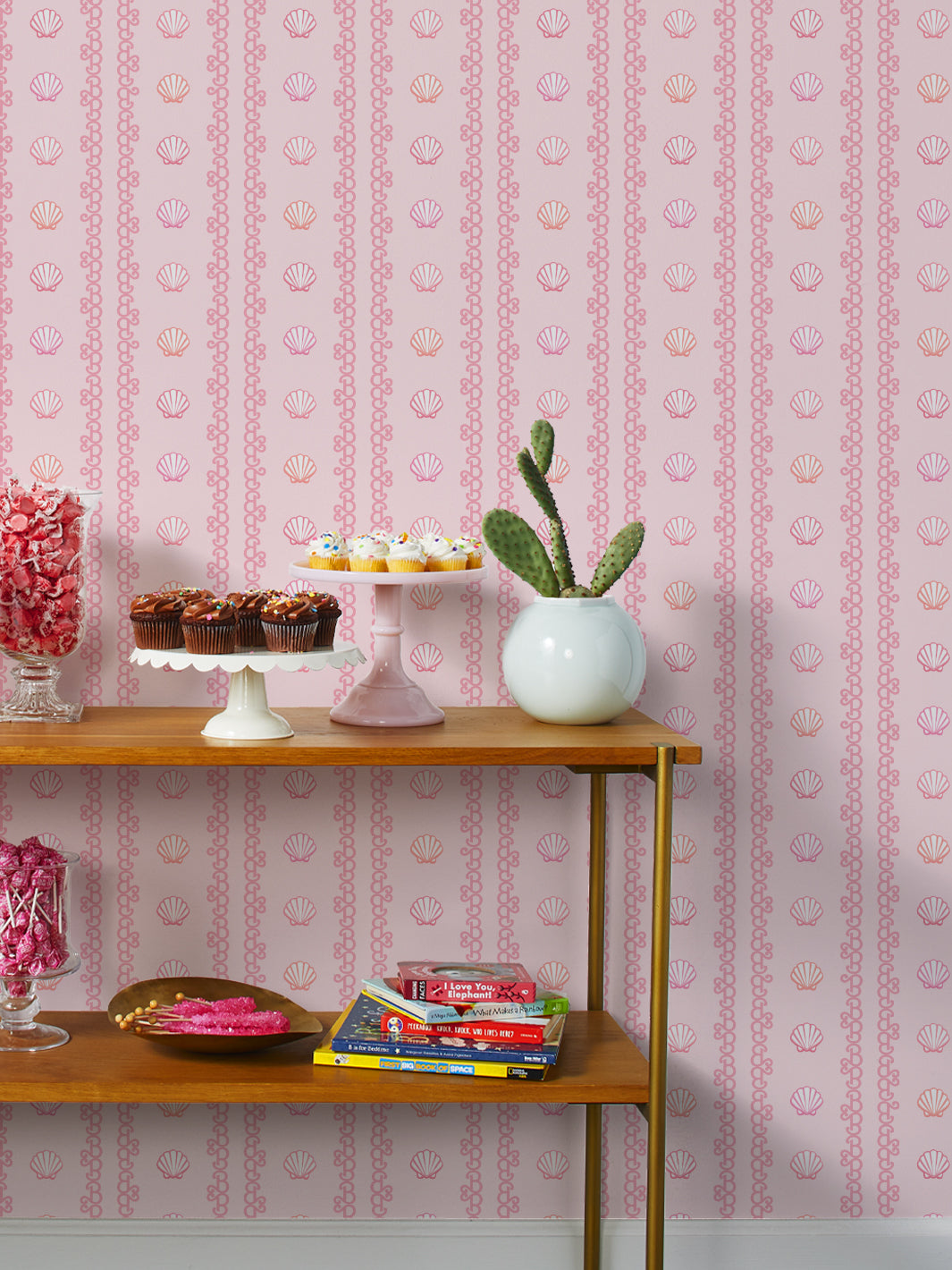 'Barbie™ Shell Stripe' Wallpaper by Barbie™ - Piggy Bank – Wallshoppe