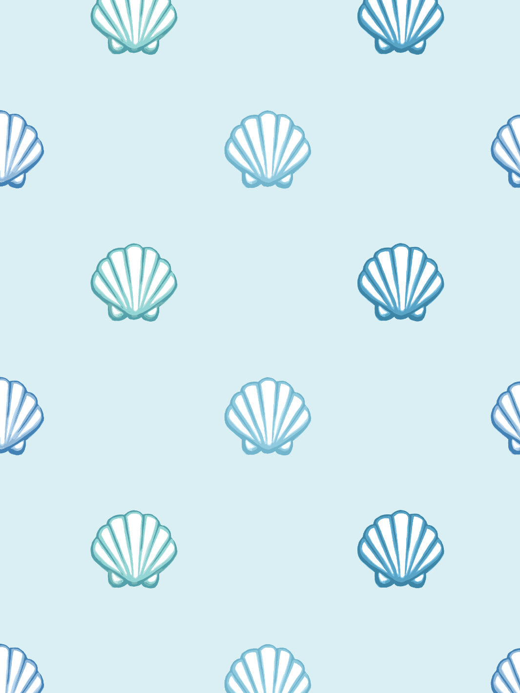 'Barbie™ Shells' Wallpaper by Barbie™ - Pale Blue – Wallshoppe