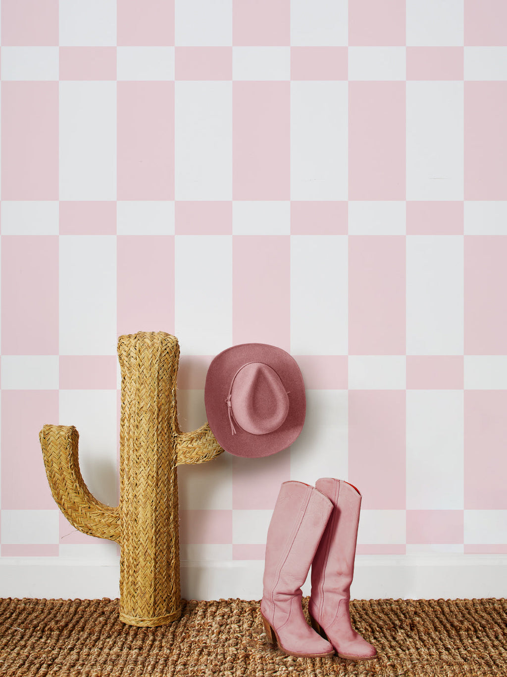 'Barbie™ Sun Check' Wallpaper by Barbie™ - Pink – Wallshoppe