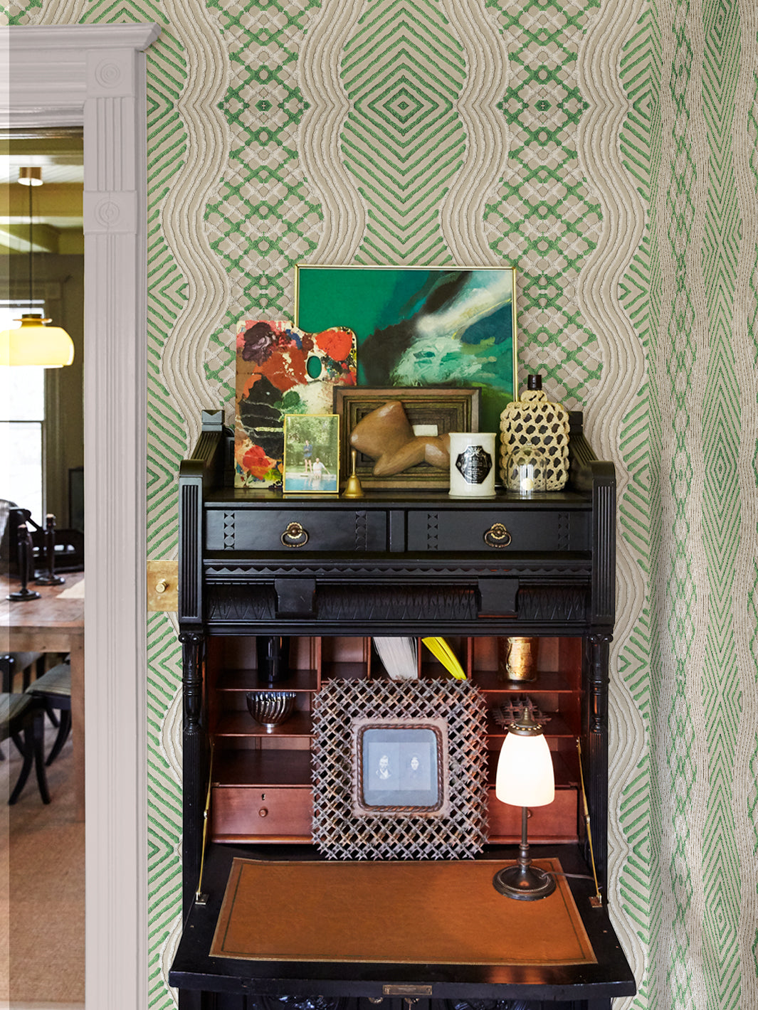 'Chenille Stripe' Wallpaper by Chris Benz - Green – Wallshoppe