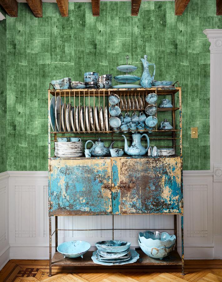 'Lafayette Patchwork' Wallpaper by Chris Benz - Green – Wallshoppe