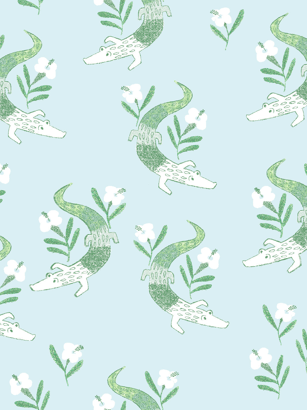 'Gator Garden' Wallpaper by Tea Collection - Pale Blue – Wallshoppe