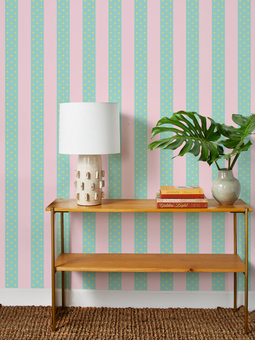 'Just Ken Stripe' Wallpaper by Barbie™ - Pink / Mint – Wallshoppe