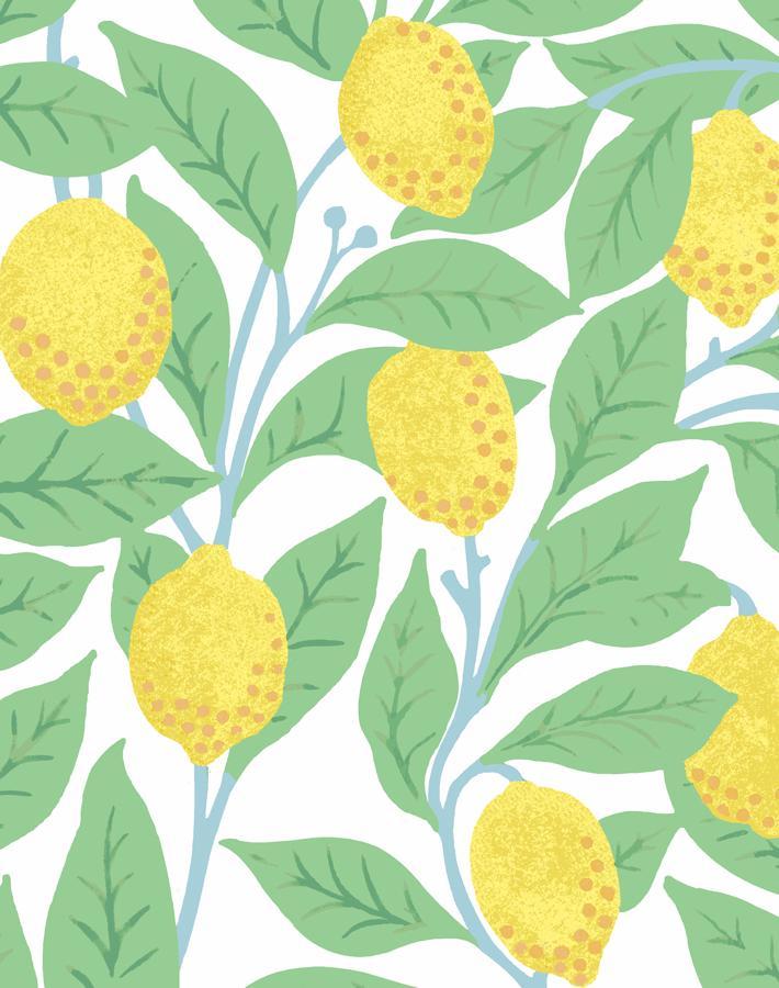 'Lemons' Wallpaper by Nathan Turner - White – Wallshoppe