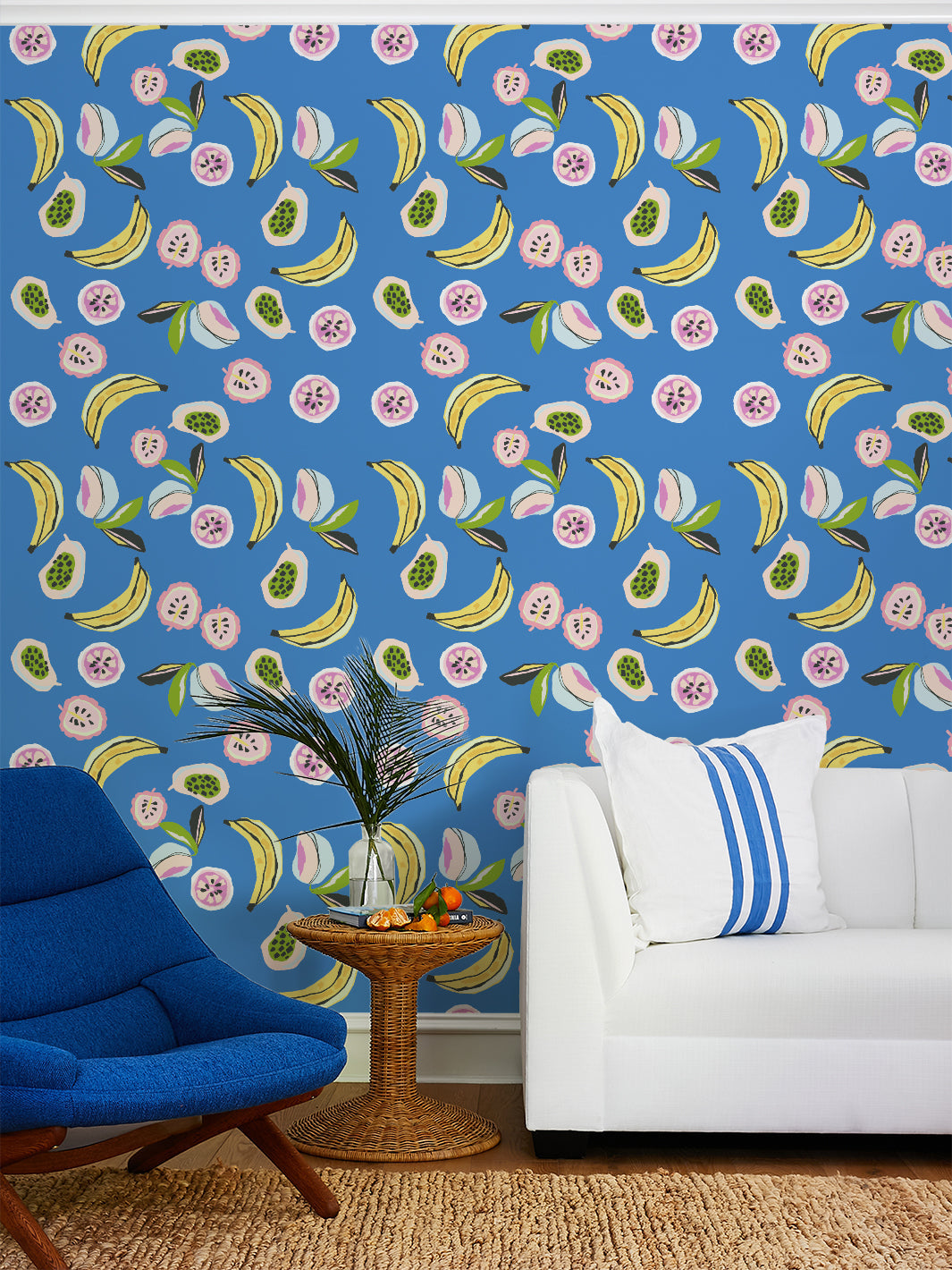 'Mango Papaya' Wallpaper by Tea Collection - Cerulean – Wallshoppe