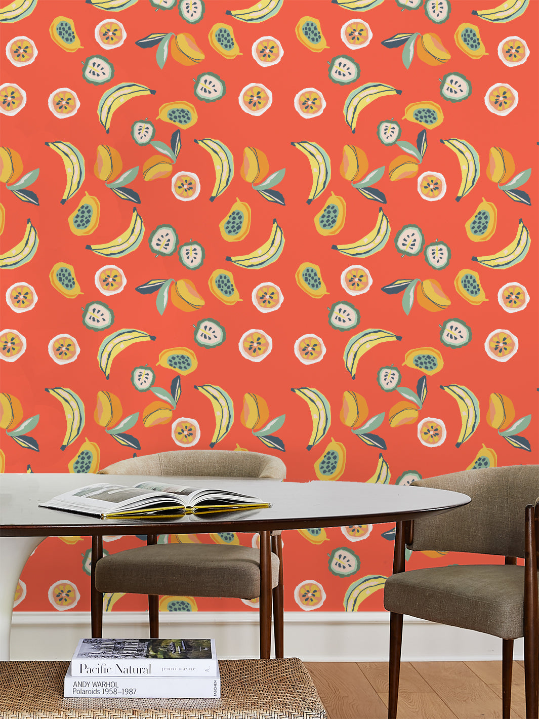 'Mango Papaya' Wallpaper by Tea Collection - Persimmon – Wallshoppe