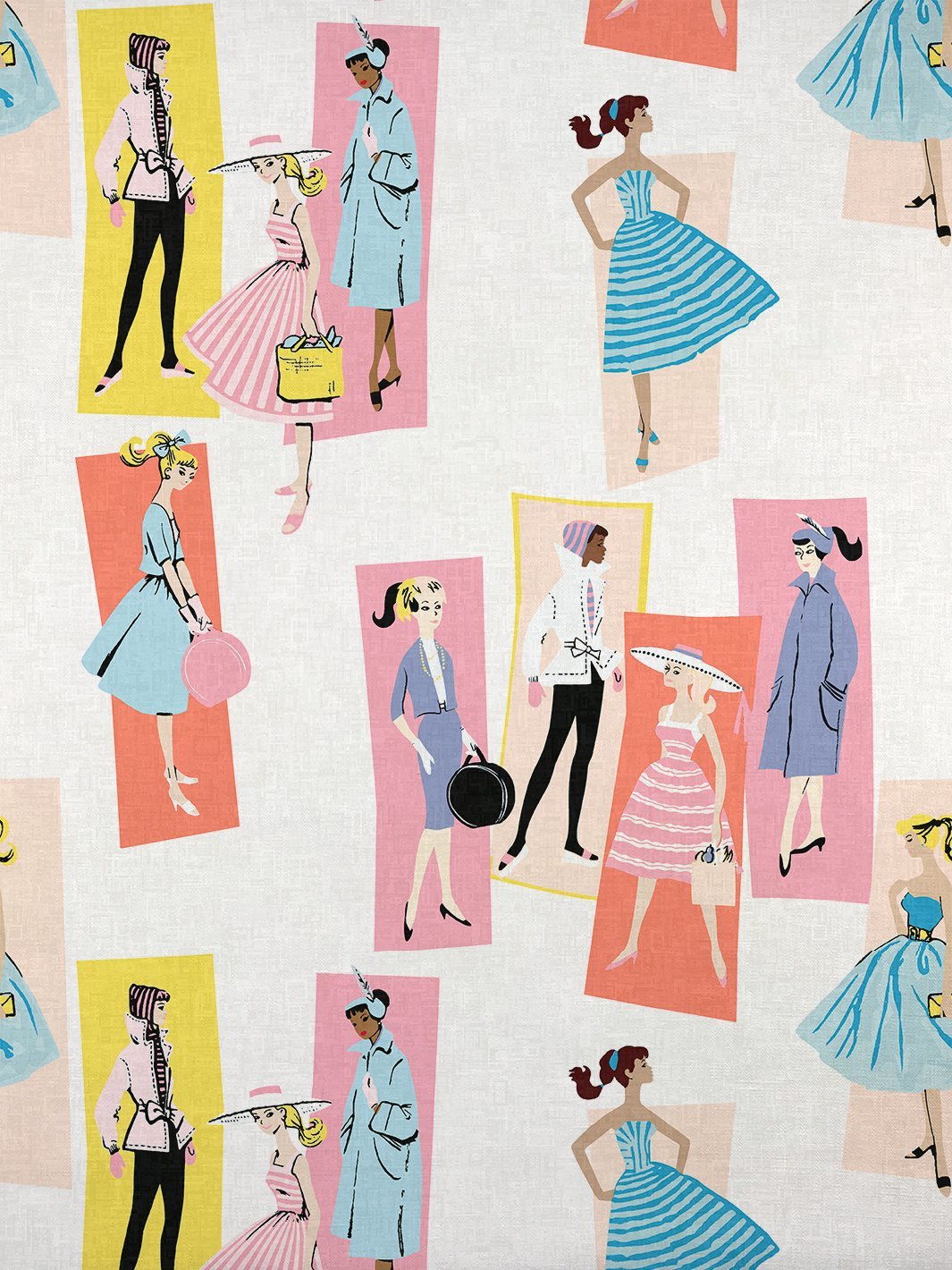 Barbie Fabric by the Yard - Mod Shapes - Daffodil Persimmon - Barbie ...