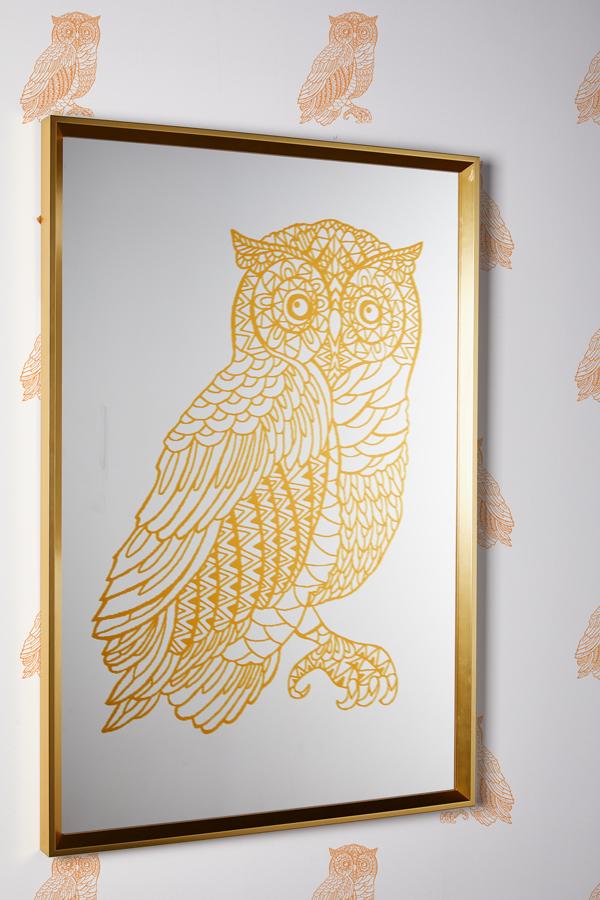 Artshoppe | 'Orange Owl' Mirror Wall Art - Orange Owl Mirror Artwork ...