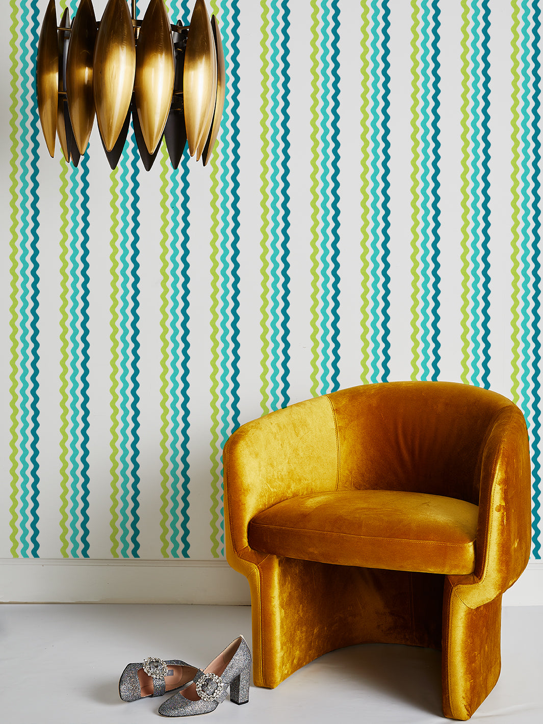 'Ric-Rac Bands' Wallpaper by Sarah Jessica Parker - Citron Teal Peacoc ...