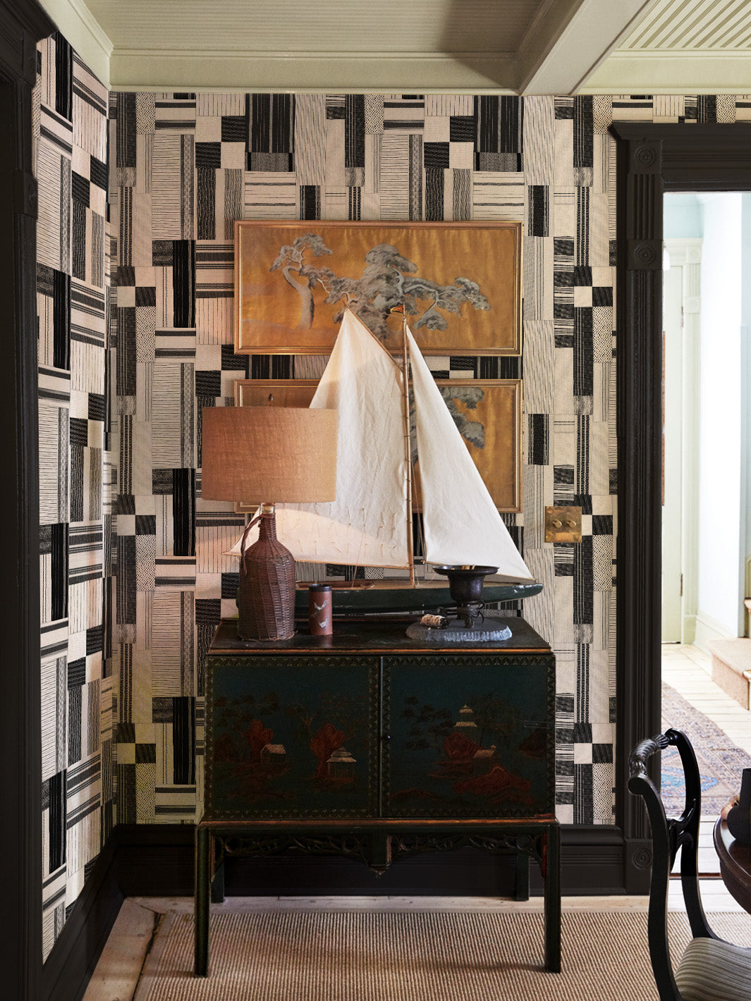 'Shirting Patchwork' Wallpaper by Chris Benz - Black – Wallshoppe