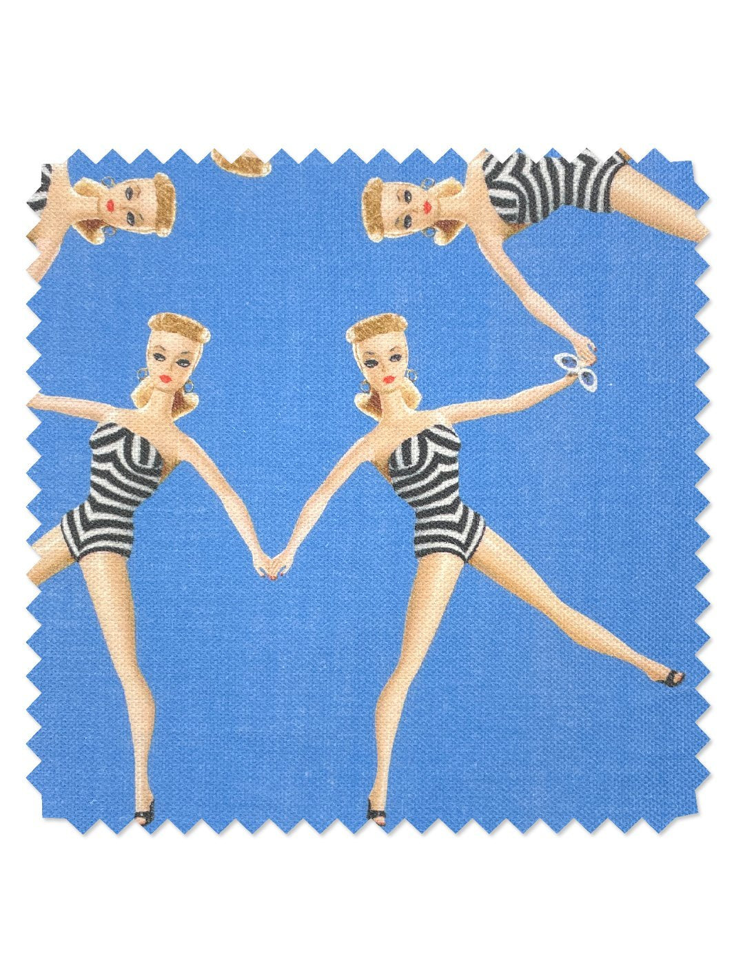Barbie™ Fabric by the Yard 'Synchronized Vintage Barbie™' - Blue ...