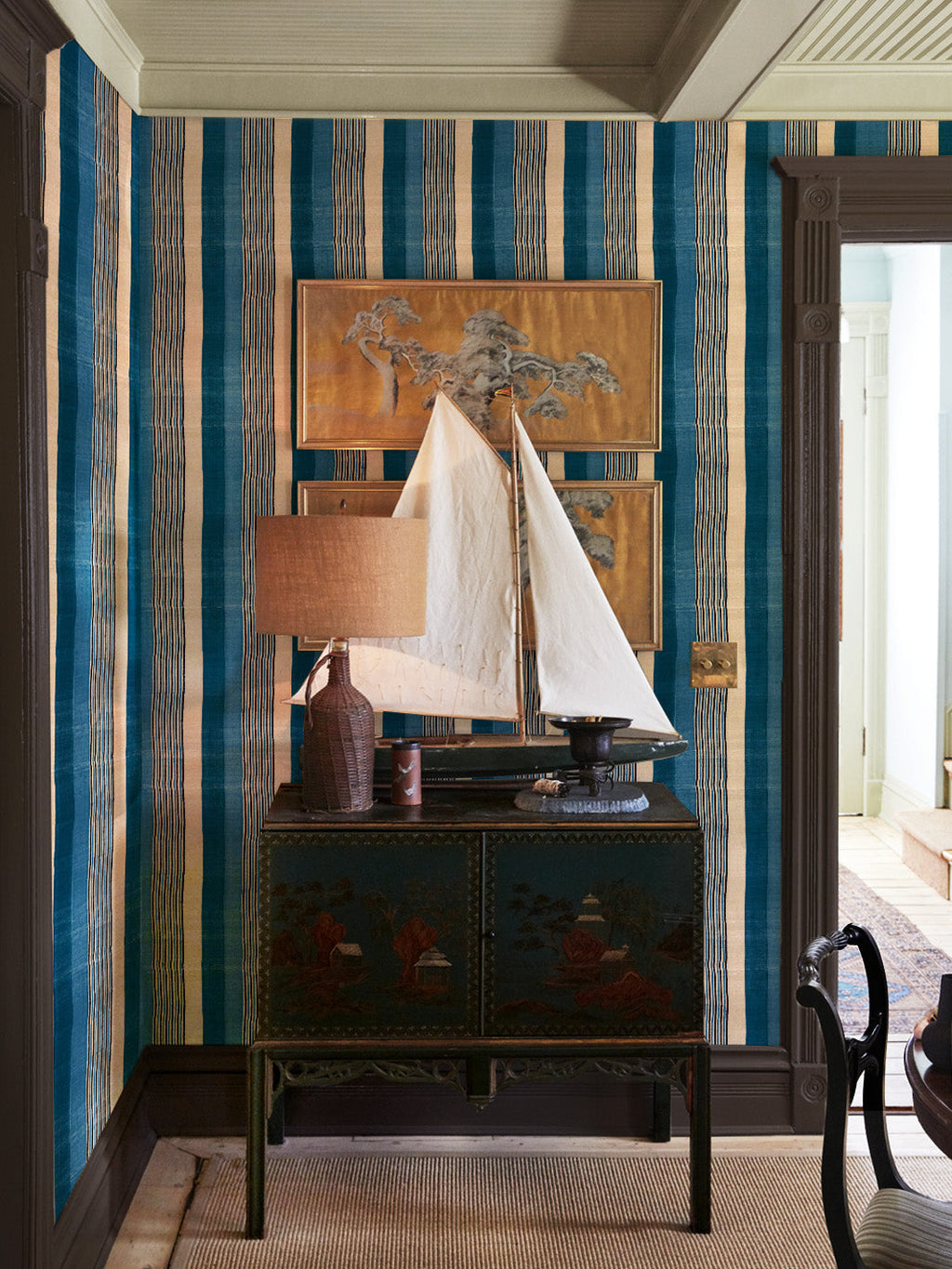 'Tent Stripe Small' Wallpaper by Chris Benz - Blues – Wallshoppe