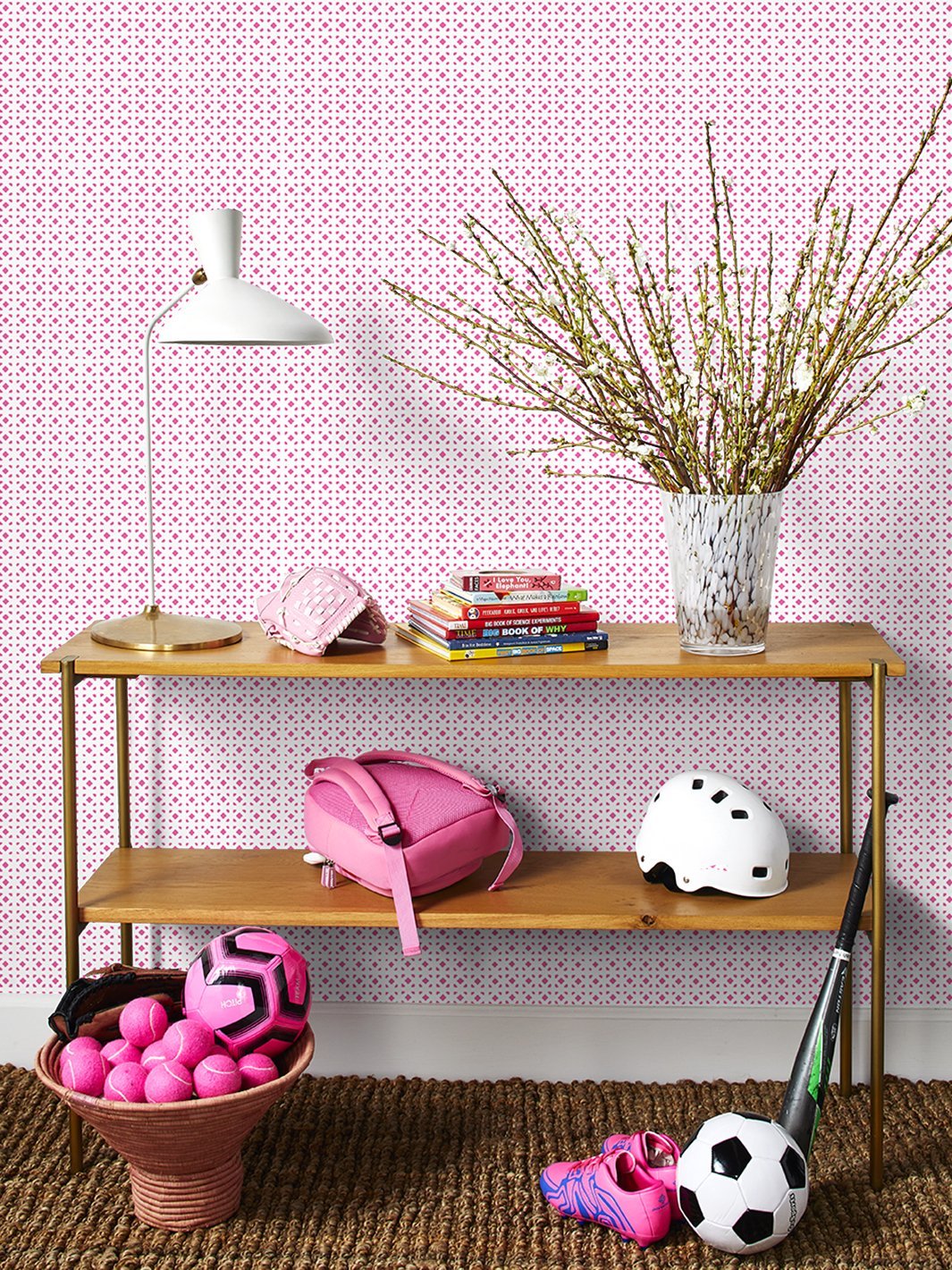 'Barbie™ Dreamhouse Breezeblocks' Wallpaper by Barbie™ - Berry – Wallshoppe