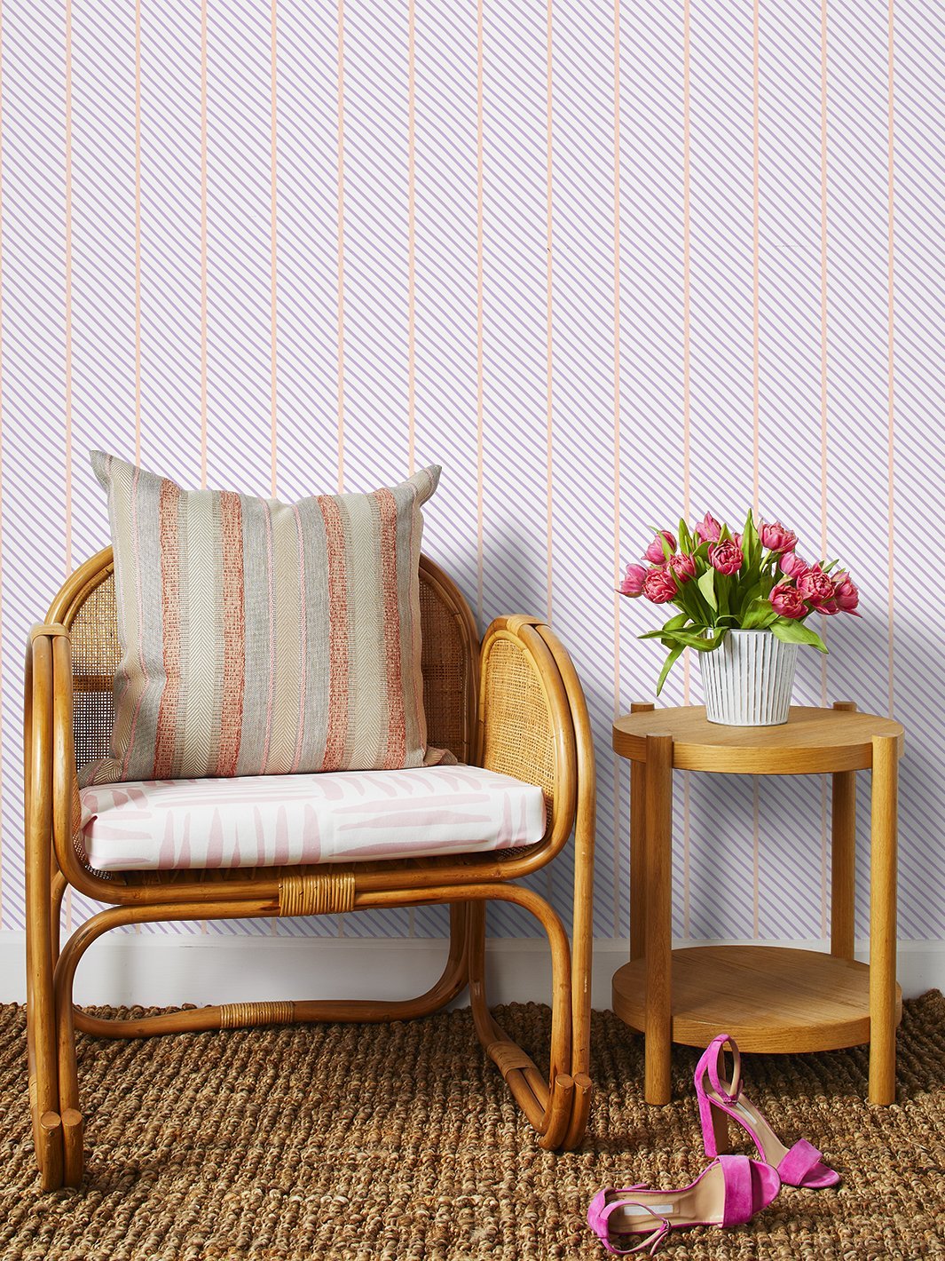 'Barbie™ Dreamhouse Stripes' Wallpaper by Barbie™ - Lavender – Wallshoppe
