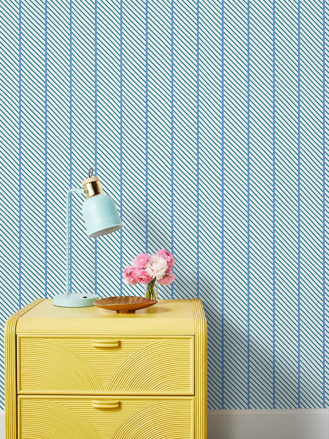 'Barbie™ Dreamhouse Stripes' Wallpaper by Barbie™ - Teal Blue – Wallshoppe