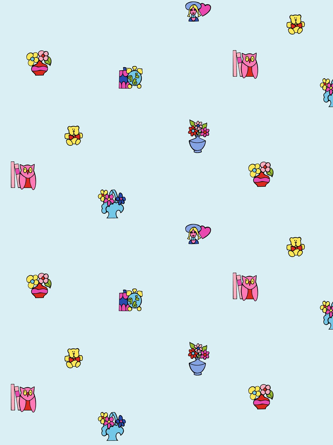 'Barbie™ Stickers' Wallpaper by Barbie™ - Blue – Wallshoppe
