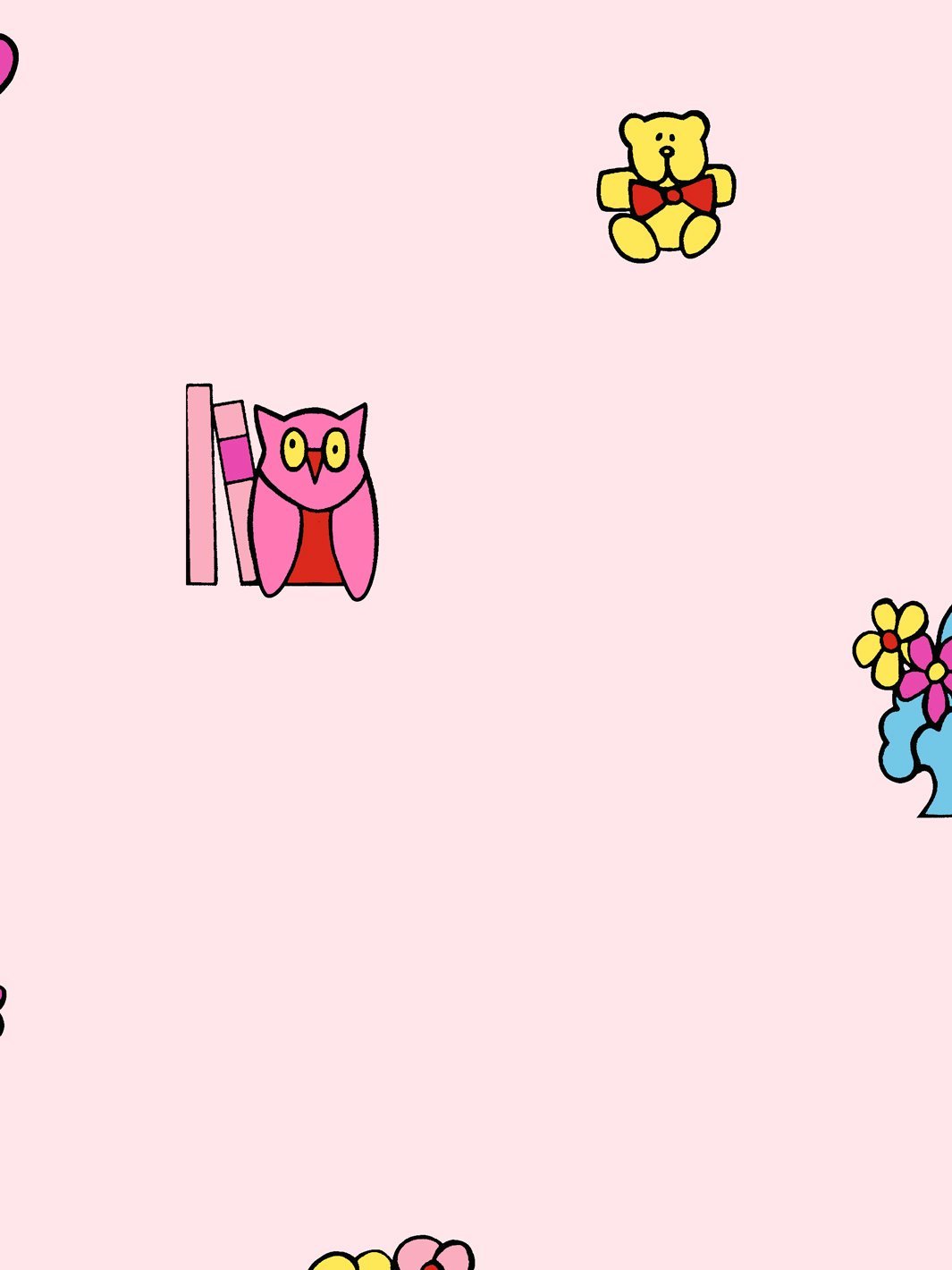 'Barbie™ Stickers' Wallpaper by Barbie™ - Pink – Wallshoppe